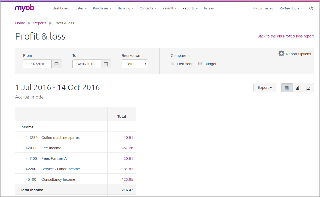 Reports - MYOB Essentials Accounting - MYOB Help Centre